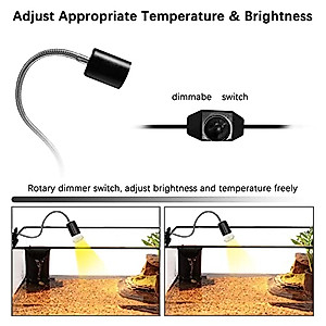 Pet Heating Light Lamp,Turtle Tank Light for Rreptiles,Flexible Clamp Lamp,Stand Heat Lamp,Adjustable Reptile Clamp Heat Lamp,with Clamp E27 Base 360° Hose Aquarium,for Reptiles Lizard Turtle,No Bulb