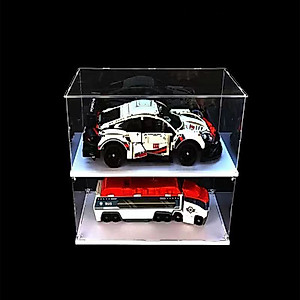 MECC Openable Clear Acrylic Display Case-Assemble Countertop Box with White Base for Display-Clear Display Box,Dustproof Protection Showcase for Figures Toys Collectibles (16x12x10inch/40x30x25cm#)