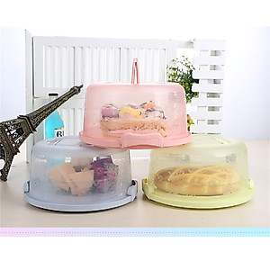 UracoN Round Carrier Plastic Cake Keeper, With Lid And Handle Cake Transport Container Plastic Cake Keeper With Lid Cake Decorating Kit (blue)