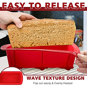 Anaeat Silicone Bread and Loaf Pans Set of 2, Non-stick loaf pans - Just PoP Out! Flexible Silicone Baking Molds for Homemade Breads, Cakes, Meatloaf, Brownies, BPA Free & Oven Safe & Dishwasher Safe