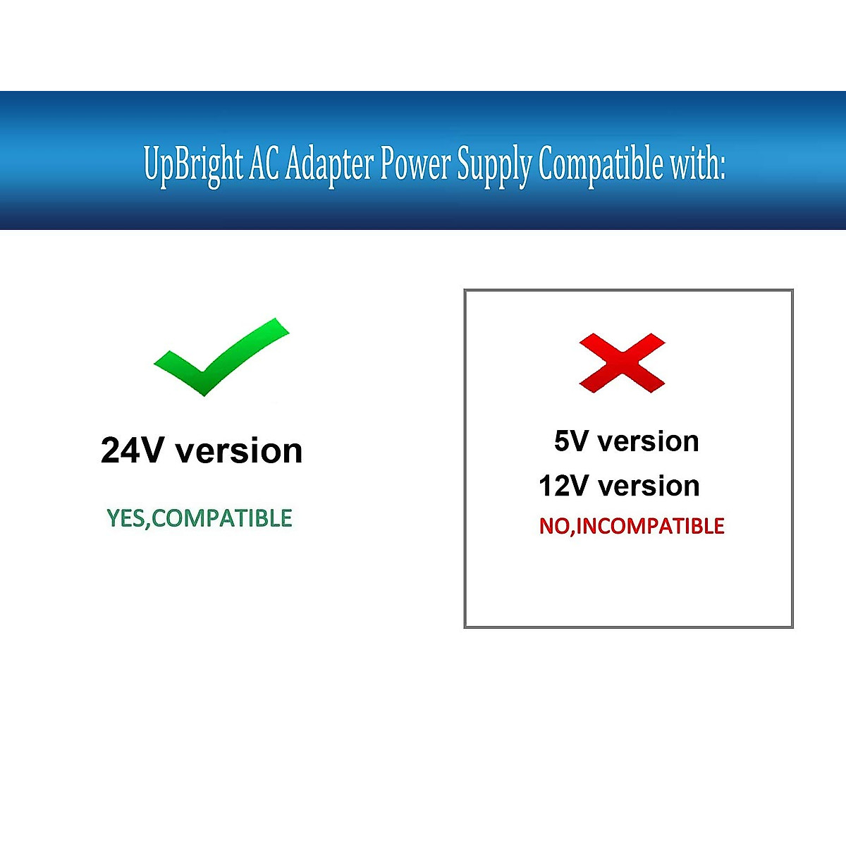 UpBright 24V AC/DC Adapter Compatible with Philips Hue Go 798835 800136 71460 60 7146060C6 HueGo LED Light HF12 HF18 HF24 S018QU2400075 S018QU2400050 S012BSM2400050 24VDC 6W 12W Power Supply Charger