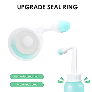 RUFCRIL Mini Peri Bottle, 350ml Portable Travel Bidet with Extra Ring and Carry Bag, TPE Material for High Temperature Resistance, Essentials for Postpartum Perineal Care,Hemorrhoid Treatment, Green
