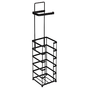 Richards Homewares Vertical Free-Standing Jumbo and Mega Size 4-Rolls Toilet Paper Storage Holder with Dispenser, 5.5 x 5.5 x 24.75-Inch, Matte Black