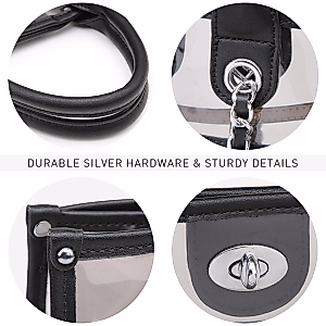 MARCO M KELLY Large Clear Tote Bag Stadium Approved Women Clear Purse for Stadium Events Crossbody 2 in 1 Shoulder Work Bag