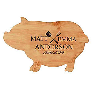 Animal Shaped Personalized Cutting Board | Custom Engraved Bamboo Cutting Board (PIG)