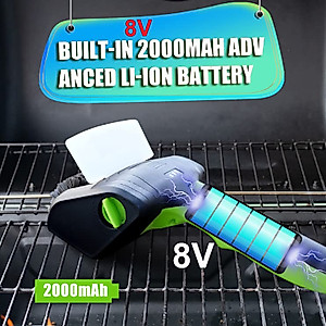 Motorized Grill Brush PURAMI Safe Grilling Rescue Gift No Shedding Bristles, 360° Rotating Cleaner Brush, Heavy Duty BBQ Accessories for Porcelain/Weber Gas/Traeger/Charcoal Grilling Grates