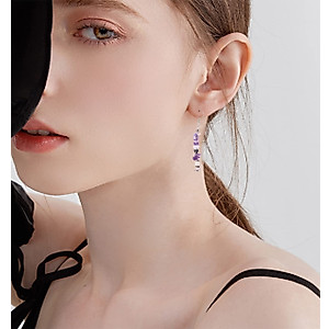 SAMOCO 10 Pairs Natural Stone Beaded Dangle Earrings for Women Colorful Crystal Drop Hook Earrings Chakra Gemstone Chip Earrings Set Meditation Yoga Jewelry