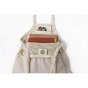 Reusable Mesh Grocery Shopping Bags - Organic Cotton Mesh Tote Bags - Net Farmers Market Bags with Reinforced Bottom - Mesh Mushroom Foraging Tote Bags - Portable Cotton French Market Tote (3 Bags)