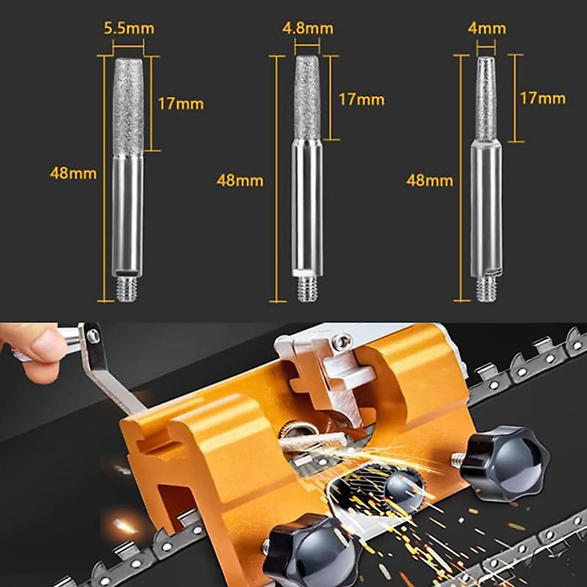 12PCS Chainsaw Sharpening Stone High Hardness Burr Grinding Chainsaw Sharpening Bits for Electric Chain Saw, Stone Carvings, Jewelry Stone
