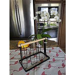 Cup Drying Rack Metal Drainer Holder Rack Cups Organizer with Wood Handle Bottle Drying Rack Dish Drying Rack