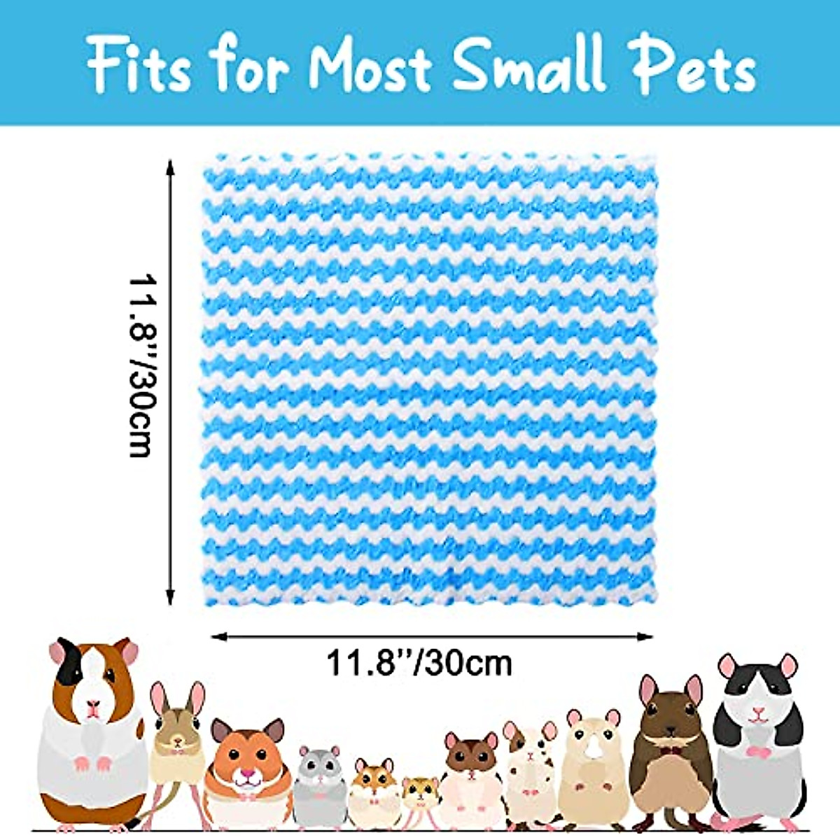 6 Pieces Guinea Pig Soft Blankets, Rabbits Hamster Cage Liner Supplies, Fleece Fabric Bedding Mats Bath Towels for Small Animals Pets Puppy Kitten Hedgehog Squirrel Accessories