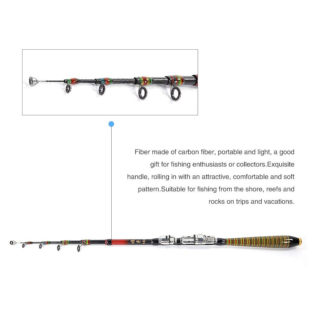 Fishing Rod, Telescopic Fishing Rod Carbon Sea Fishing Rod Portable Spinning Pole Hand Fishing Accessory(180cm)