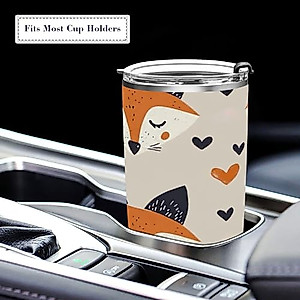 Wassud Cartoon Fox 20 oz Tumbler with Lid and Straw Stainless Steel Double Wall Vacuum Tumblers Insulated Travel Coffee Mug for Cold and Hot Drinks