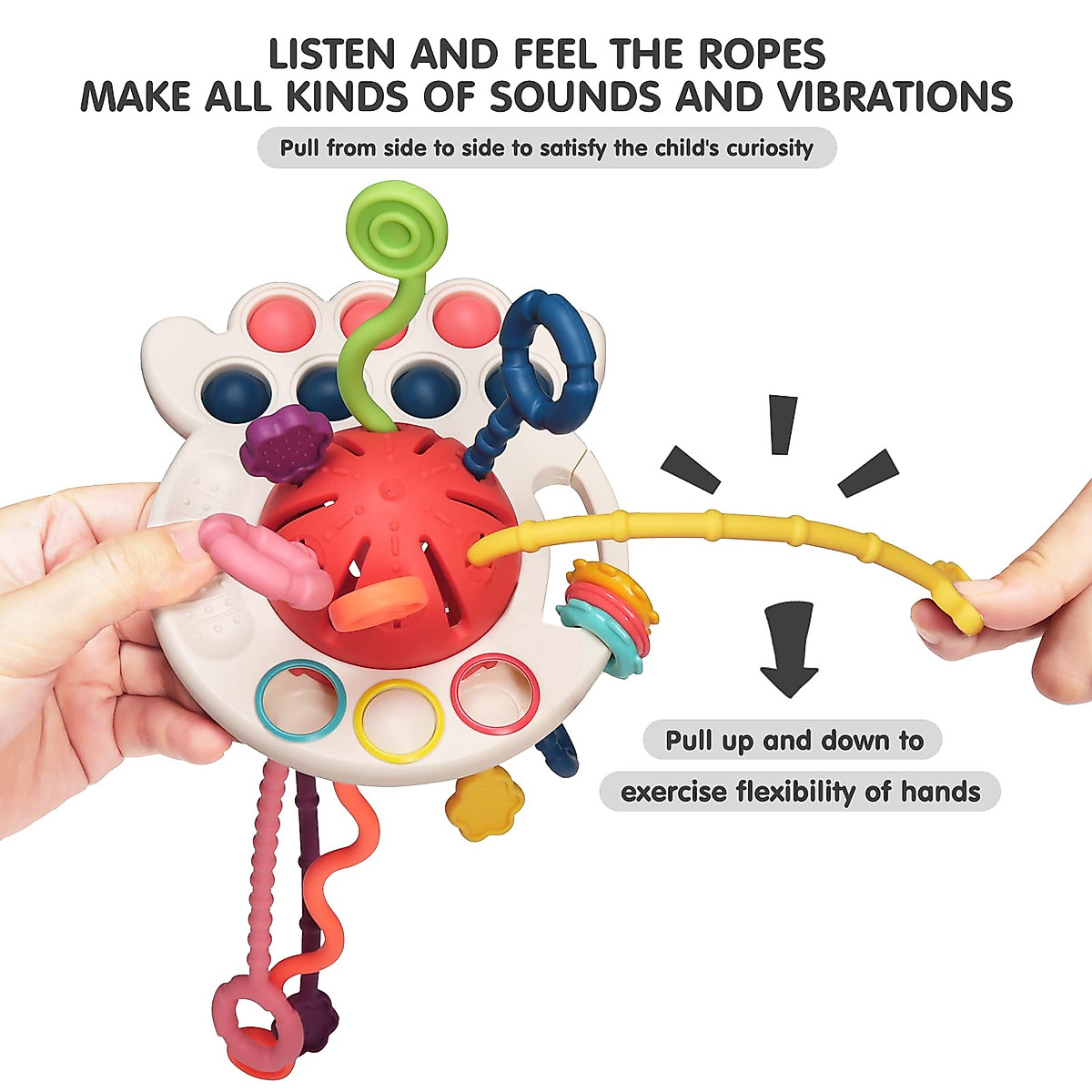 Montessori Toys for 18M+, UFO Food Grade Silicone Pull String Activity Toy, Baby Sensory Toys for Toddlers, Travel Toys for Babies, Baby Toys Developing Fine Motor Skills Toys Gift for 1+ Year Old