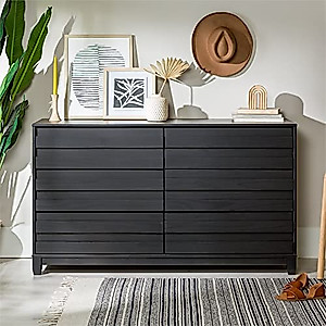 Pemberly Row Modern Grooved Panel 6-Drawer Wood Bedroom Dresser in Black