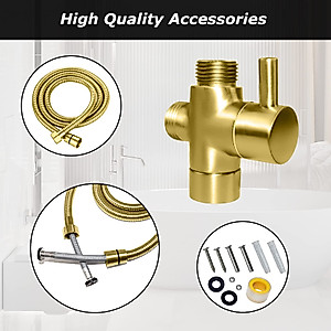 LOSCHEN Bidet Sprayer kit for Toilet,Hand Held Sprayer Shattaf Toilet Attachment Stainless Steel for Pet Bath/Personal Hygiene/Bathroom,Easy to Install with T-Adapter（Gold）