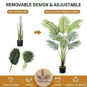 Aphighjoy 4FT Artificial Areca Palm Plant with Natural Trunks & Real Touch Leaves,Fake Palm Tree with Stable Pot, Faux Plant for Indoor Outdoor Modern Decor Housewarming Gift (4 Ft - 1 Pack)