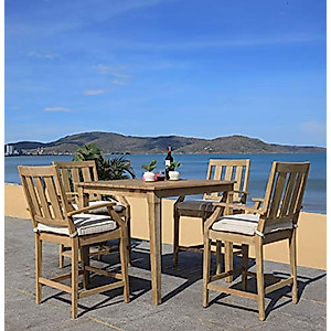 SAFAVIEH Couture Patio San Salvador 37-inch Natural Outdoor Bar Table