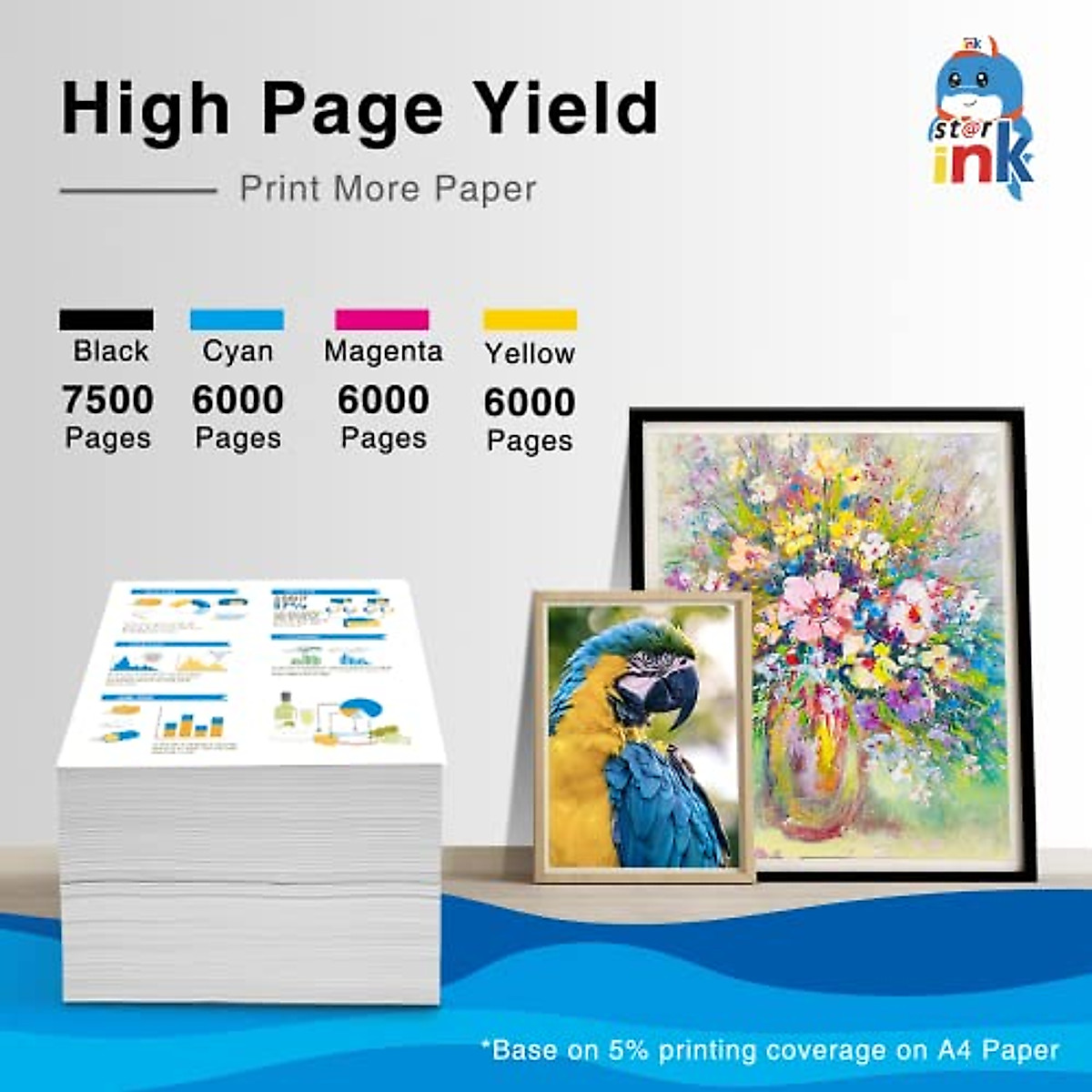 st@r ink Compatible Ink Bottle Replacement for Epson 502 T502 for EcoTank ET-2760 ET-2750 ET-3760 ET-4760 ET-3750 ET-3850 ET-15000 ET-4750 ST-2000 ET-2700 ET-3700 ET-3710 Printer(BK/C/M/Y), 4 Packs