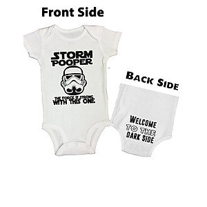 Cute Double Sided Star Wars Bodysuit Storm Pooper Welcome to The Dark Side 6-9 Months, White