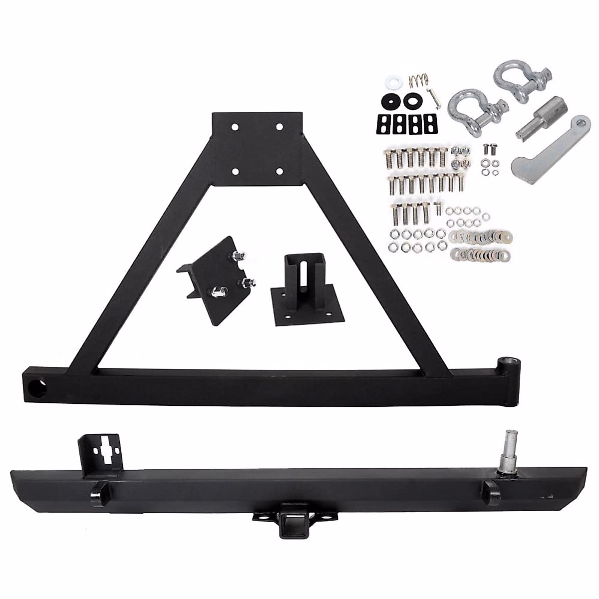 TYMMC Rear Bumper with Tire Carrier & D-Ring Fits YJ & TJ (Black, Iron Steel),Fast delivery,Support for adaptive queries