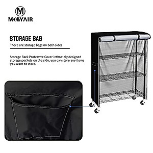 MOLLYAIR Shelf Cover - Black Oxford Cloth Fabric with Waterproof and Water-Resistant Coating,36x18x54 inch