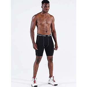 NELEUS Men's Compression Shorts 3 Pack Dry Fit Running Shorts,6081,Black/Black/Black,L