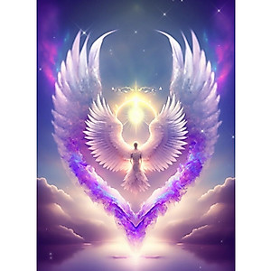 Diamond Art Painting Kits for Adults Sun and Angel Wing Round Full Drill DIY 5D Diamond Art Easy for Beginner Gems Cross Stitch Mosaic Craft Hobby Wall Art for Home Decor 30x40cm