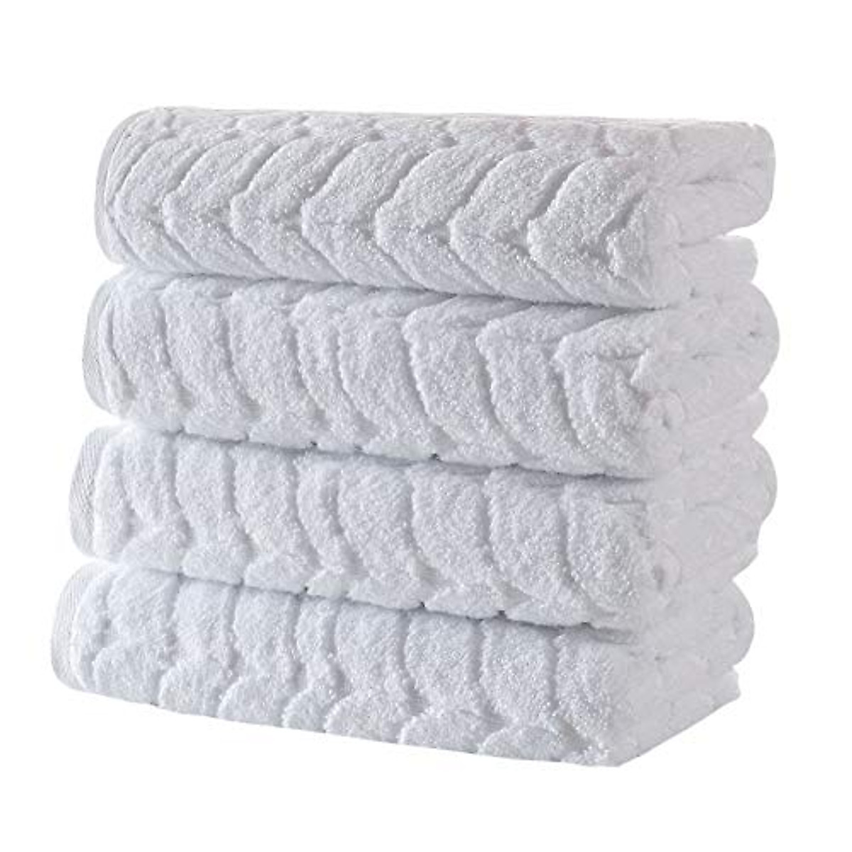 BAGNO MILANO 100% Turkish Cotton Jacquard Luxury Towel Set – Quick Dry Non-GMO Ultra-Soft, Plush and Absorbent Luxury Durable Turkish Towels Set (White, 4 Pcs Hand Towel Set)