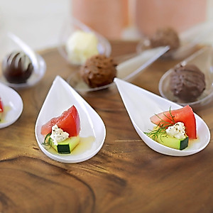 LSR Loreso 240 Count Tear Drop Appetizer Plastic Spoons, Black for Serving Desserts, Cakes, Hors d'oeuvres, Small Portion Tasting, Reusable - Black 240CT