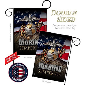 Marine Semper Fi Garden Flag - Armed Forces USMC United State American Military Veteran Retire Official - House Decoration Banner Small Yard Gift Double-Sided Made In USA 13 X 18.5