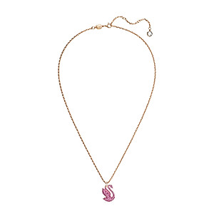 SWAROVSKI Swan Pendant Necklace with Pink Crystal Pavé on rose-gold tone Plated Chain, Part of the Iconic Swan Collection