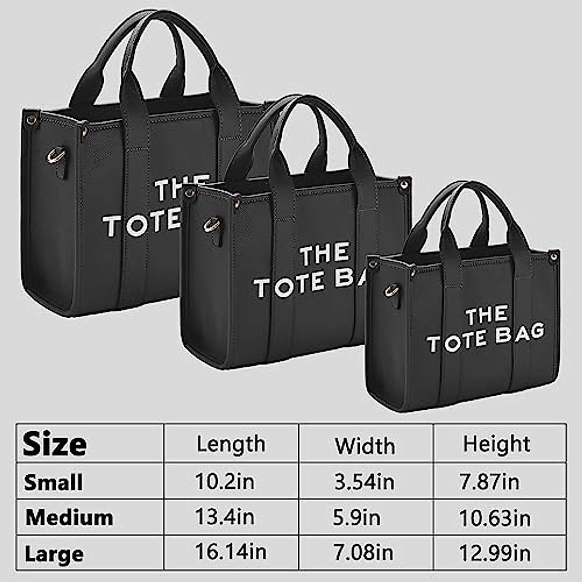 YUESUO Tote Bag for Women, The Tote Bag with Zipper, Trendy Personalized Oversized Medium PU Leather Tote Bag Top-Handle Shoulder Crossbody Bags.（Small-Black）