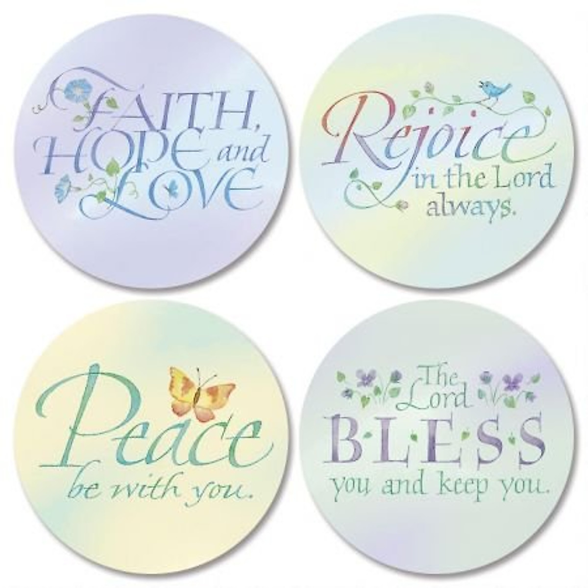 Expressions of Faith Envlelope Seals- Watercolor Flower Stickers, 4 Designs, Set of 144
