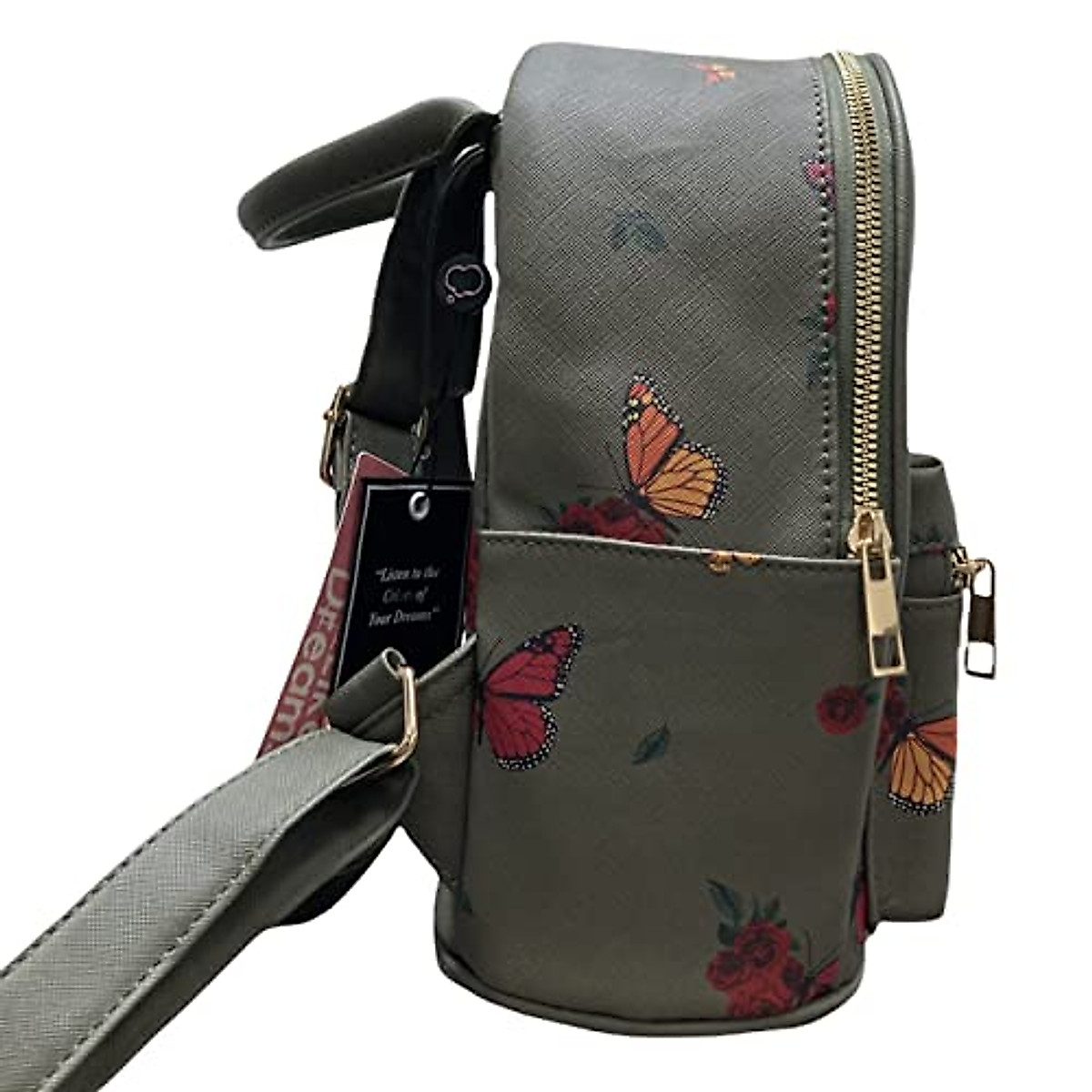 Girls Butterfly Backpack Olive Green Mini 8inch W x 10inch H x 5inch D H215532 0