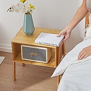 Pipishell Bamboo Shoe Rack Bench with Bamboo End Tables