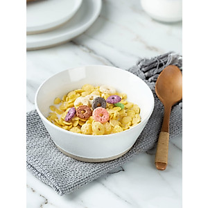 famiware Saturn 6 Pieces Cereal Bowl, Soup Bowls, Stackable, Perfect for Your Friend for Housewarming, Thanksgiving, Christmas, White