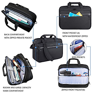 Laptop Bag Fits Up to 17.3 Inch KROSER Laptop Premium Laptop Briefcase Expandable Computer Bag Water-Repellent Shoulder Messenger Bag for Travel/Business/School/Men/Women