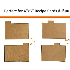 Recipe Card Dividers 4x6 with Tabs (Set of 24) Includes Printed Cooking Tips Recipe Box Dividers Made of Thick Cardstock Best Kitchen Gift (Kraft)