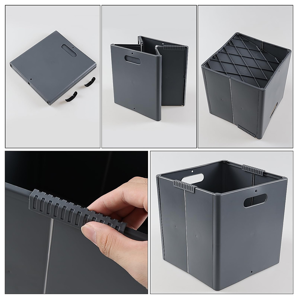 Drephia 4-Pack Foldable Cube Storage Bins, Collapsible Plastic Storage Cubes Bin, Gray