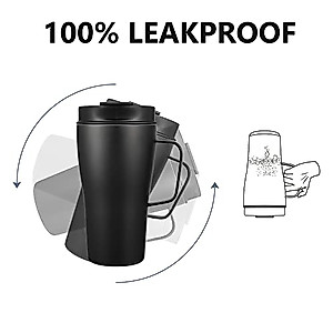 CIVAGO 24 oz Insulated Coffee Mug with Lid, Stainless Steel Coffee Travel Mug with Handle, Double Wall Vacuum Tumbler with Lid and Straw,Thermal Coffee Cup, Black