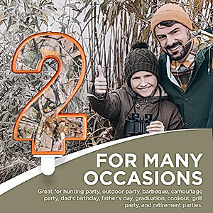 Havercamp Next Camo Party Birthday Number 2" Candle | 1 Count | Great for Hunter Themed Party, Camouflage Motif, Birthday Event, Graduation Party, Father's Day Celebration, Wedding Anniversary