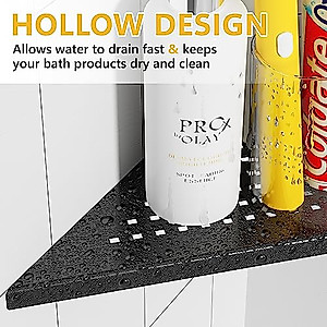 Neodrain 10 Inch Corner Matte Black Wall Shelf Set of 2, Floating Corner Shelves for Wall, 304 Stainless Steel Wall Storage Shelves for Bathroom,No Drilling