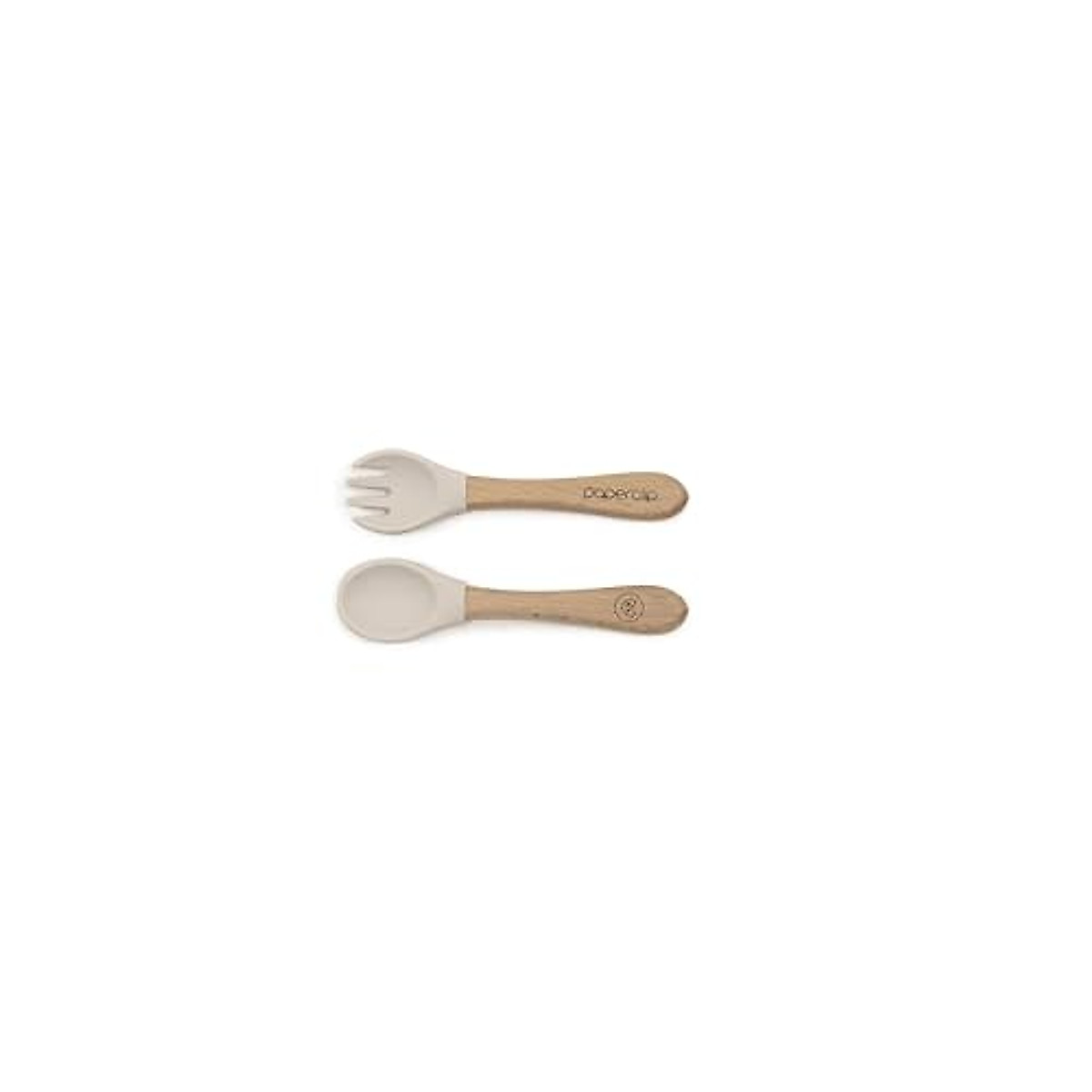 PAPERCLIP Silicone Beech Spoon/Fork Set in Mushroom with Resusable Snack Bag