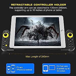 Joso Bluetooth Gaming Controller for iPhone, Android, PC, Direct Play, Stretchable, Gamepad Joystick for iPhone 14 13 12 Pro Max, Galaxy S23 S22 Ultra, iPad mini, Tablet Under 10", Fire HD 10, 8
