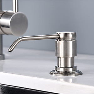 GAGALIFE Soap Dispenser for Kitchen Sink (Brushed Nickel) and Extension Tube Kit, Complete Brass Head, 40" Silicone Tube Connect to The Soap Bottle Directly, Say Goodbye to Frequent Refills