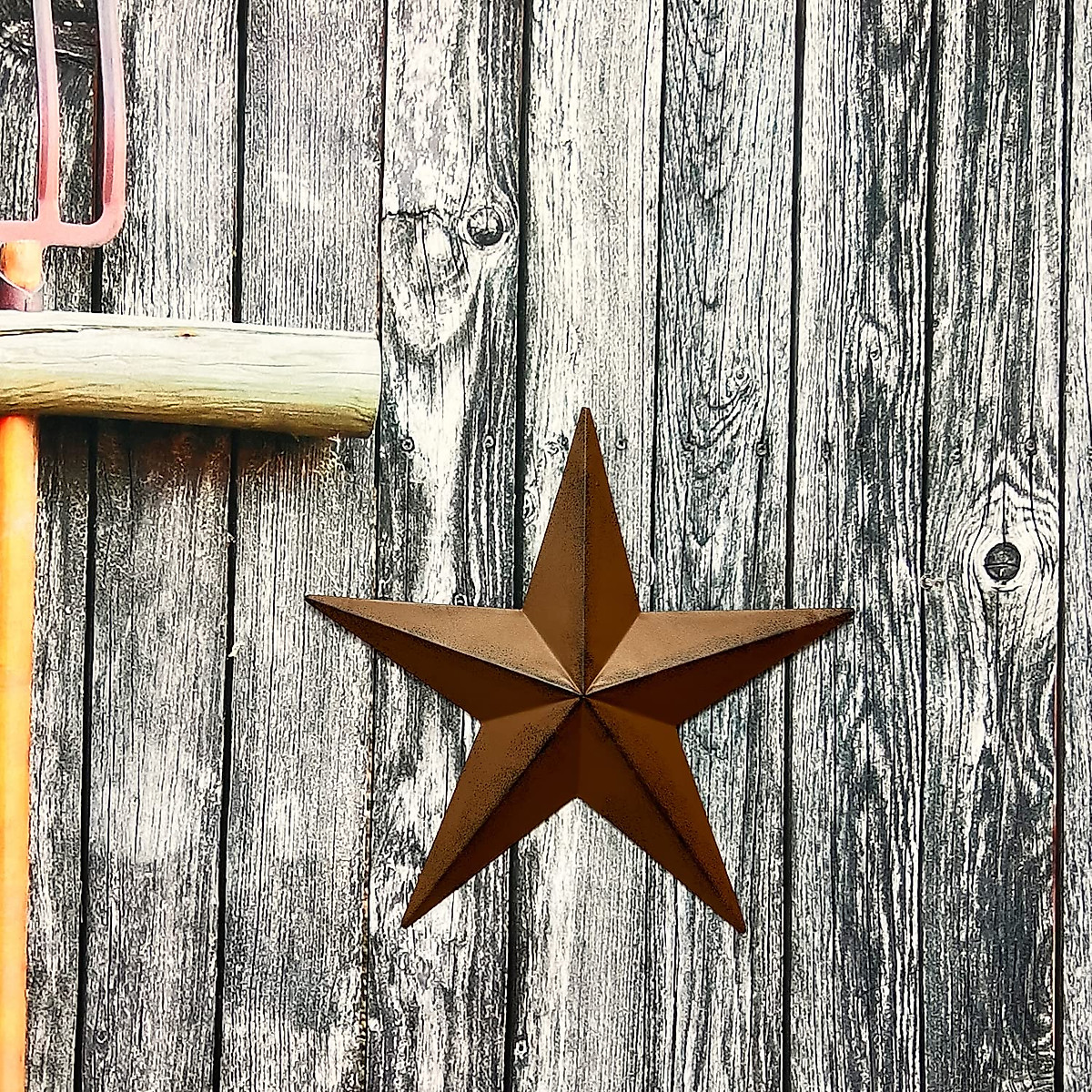 Grace Home Metal Patrotic Old Glory American Flag Barn Star July of 4th Decoration (12"-Rust)