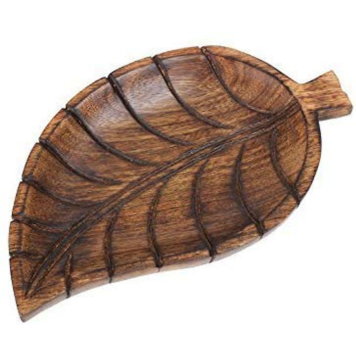 Earthly Home Wooden Decorative Leaf Design Serving Tray - Natural Finish - Size: 12 x 8 x 1 Inches - Intricate Detail with Hand Carving Creates a Truly Unique Furnishing Accent