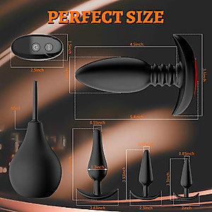 Linsecn 5PCS Vibrating Butt Plug Set Anal Plug Training Kit, Prostate Massager Anal Vibrator with 10 Vibration Modes, Remote Control Anal Dildo Toy Male Adult Sex Toys for Men Women or Couple Pleasure