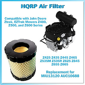 HQRP Filter with Pre-filter Сompatible with John Deere Ztrak Mowers Z425 Z435 Z445 Z465 Z535M Z535R Z625 Z645 Z655 Z665 Replacement for MIU13120 AUC10688